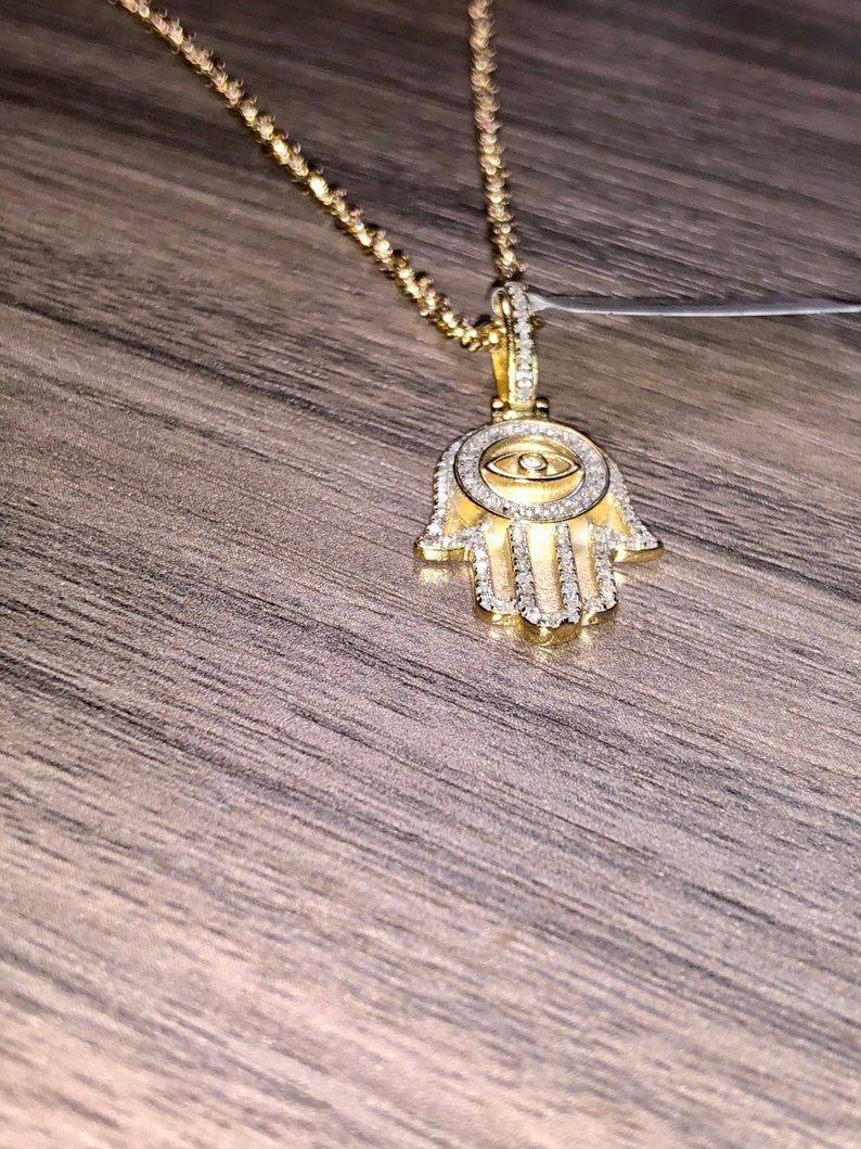 Real Diamond Pendant Hamsa Pendant Evil Eye Genuine Natural - Etsy