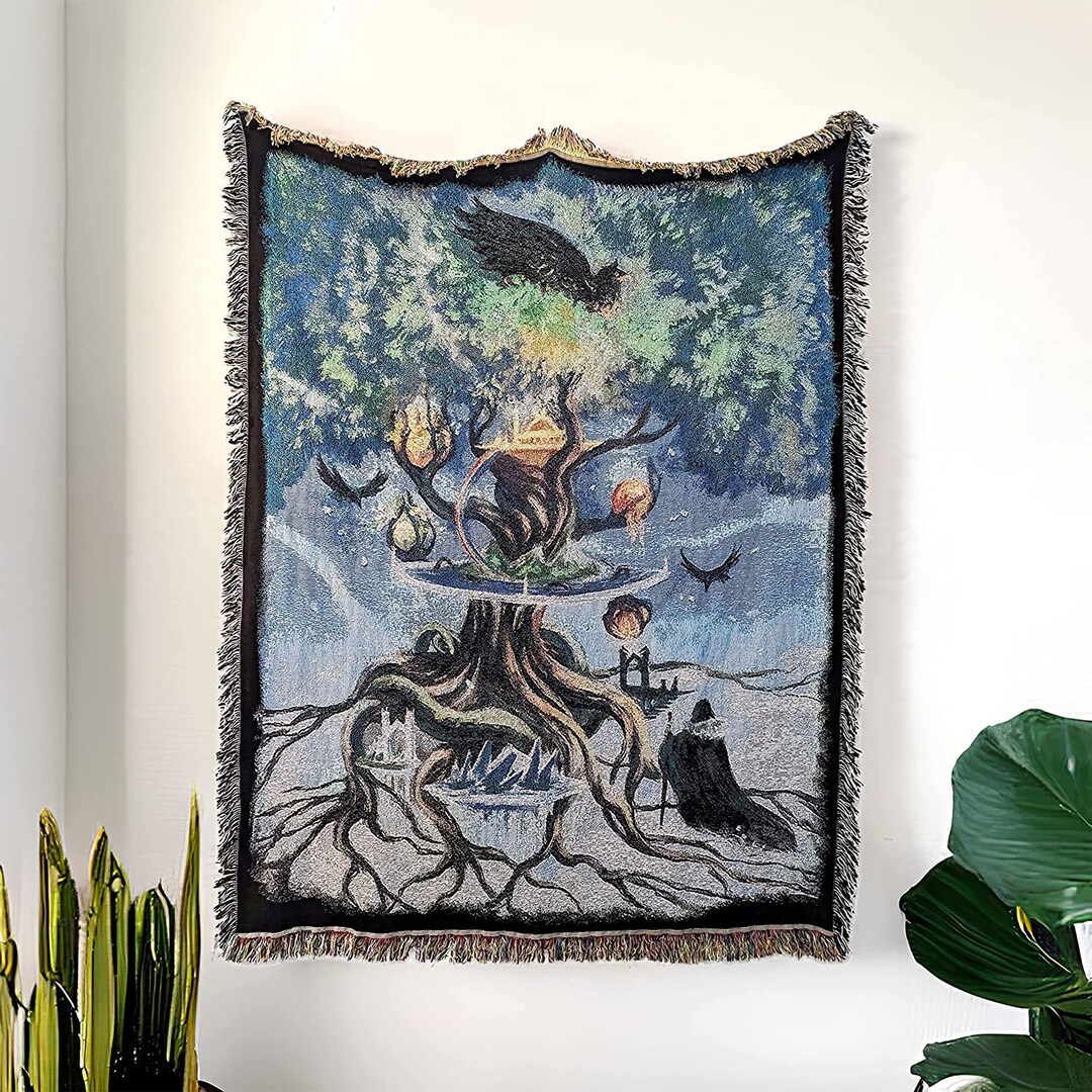 Norse Tradesman Yggdrassil Tapestry Throw Blanket Loom Woven - Etsy