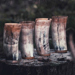 Genuine Ox-horn Cups Set (4) - 12 Oz Viking Cups With Celtic Knot ...