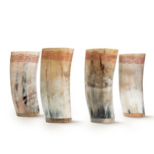 Genuine Ox-horn Cups Set (4) - 12 Oz Viking Cups With Celtic Knot ...