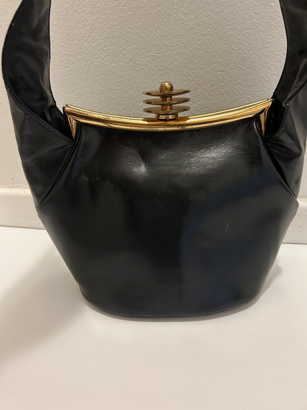 Fabulous Art Deco Vintage Little Black Bucket Purse Handbag - Etsy