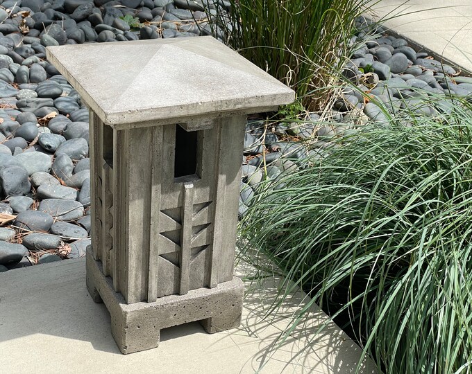 Craftsman Prairie Style Stone Lantern - Handmade Patio Light - Modern ...