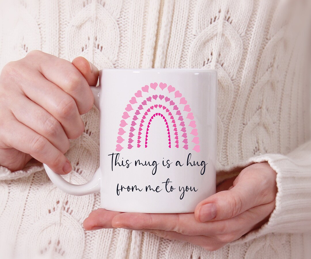 Hug in a Mug, Retro Heart Mug, Cute Coffee Mug, Mugs With Sayings, Love ...
