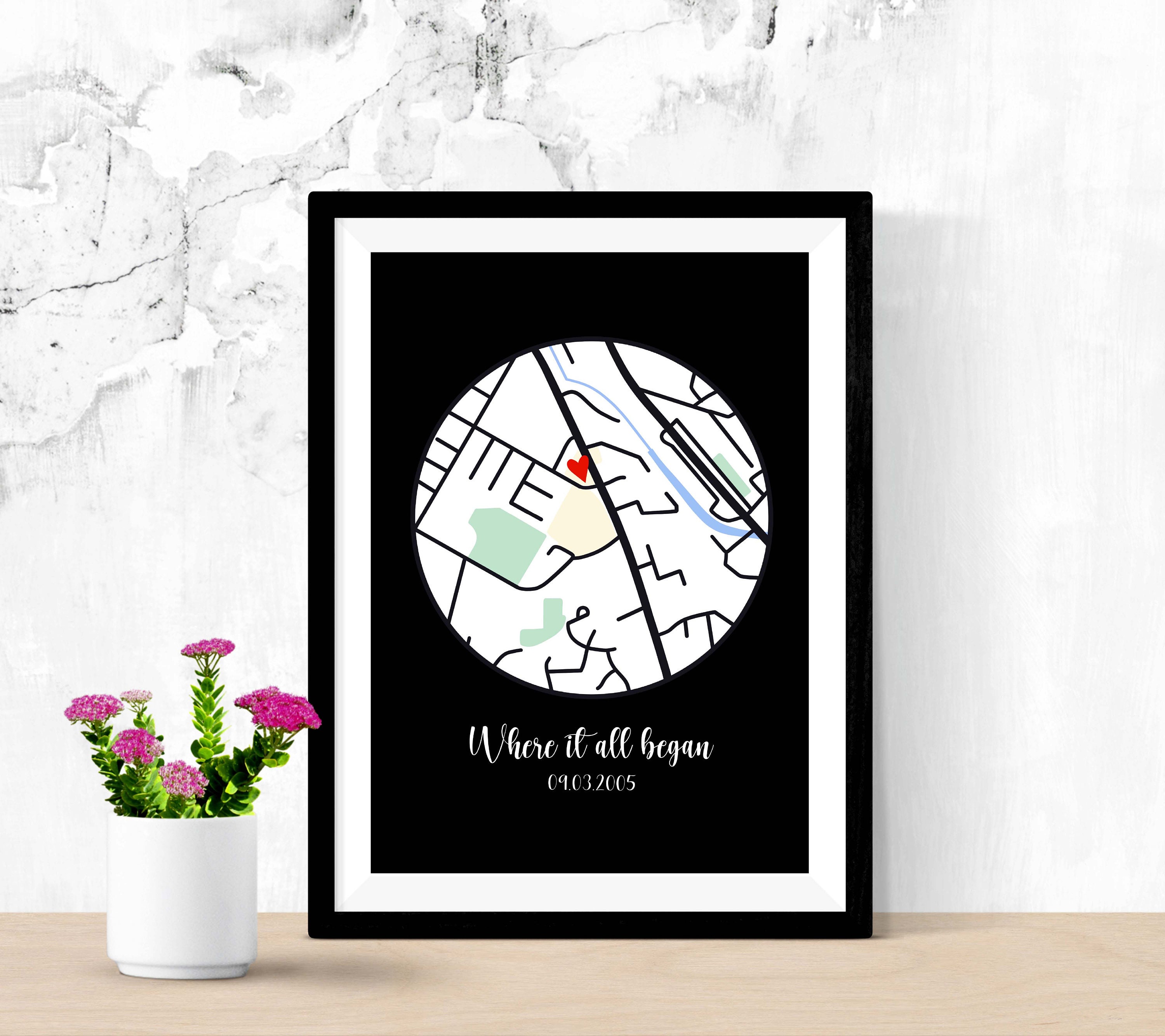 Where It All Began Custom Map Drawing Digital File PRINT NOT INCLUDED ...