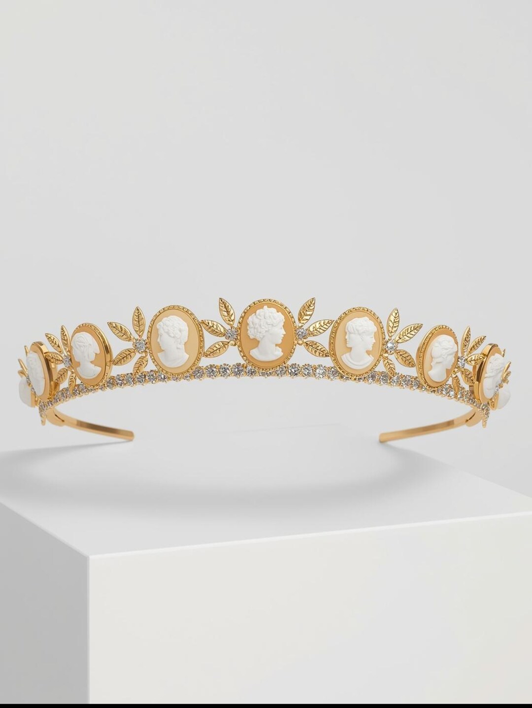 Gold Floral Cameo Tiara, Victorian Bridal Crown - Etsy