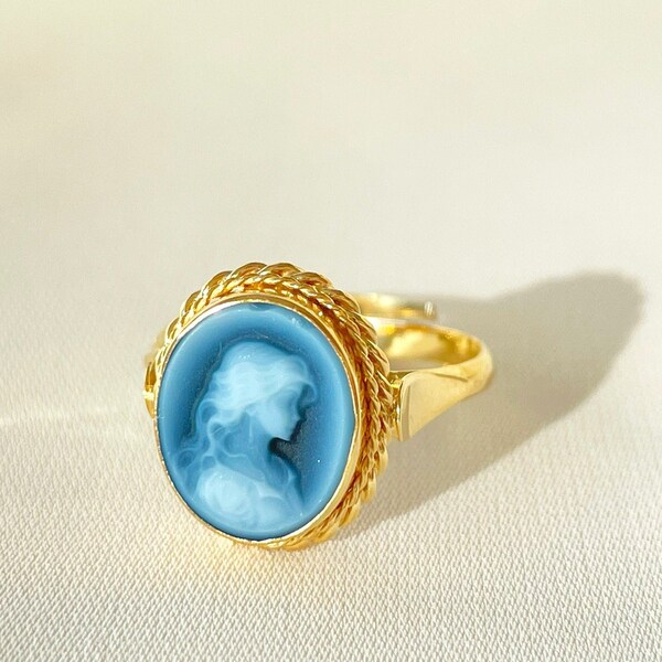 Blue Cameo Ring - Etsy
