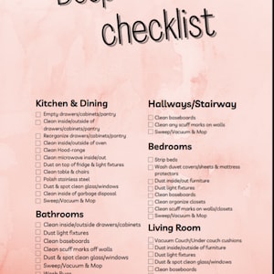 Deep Clean Checklist - Etsy