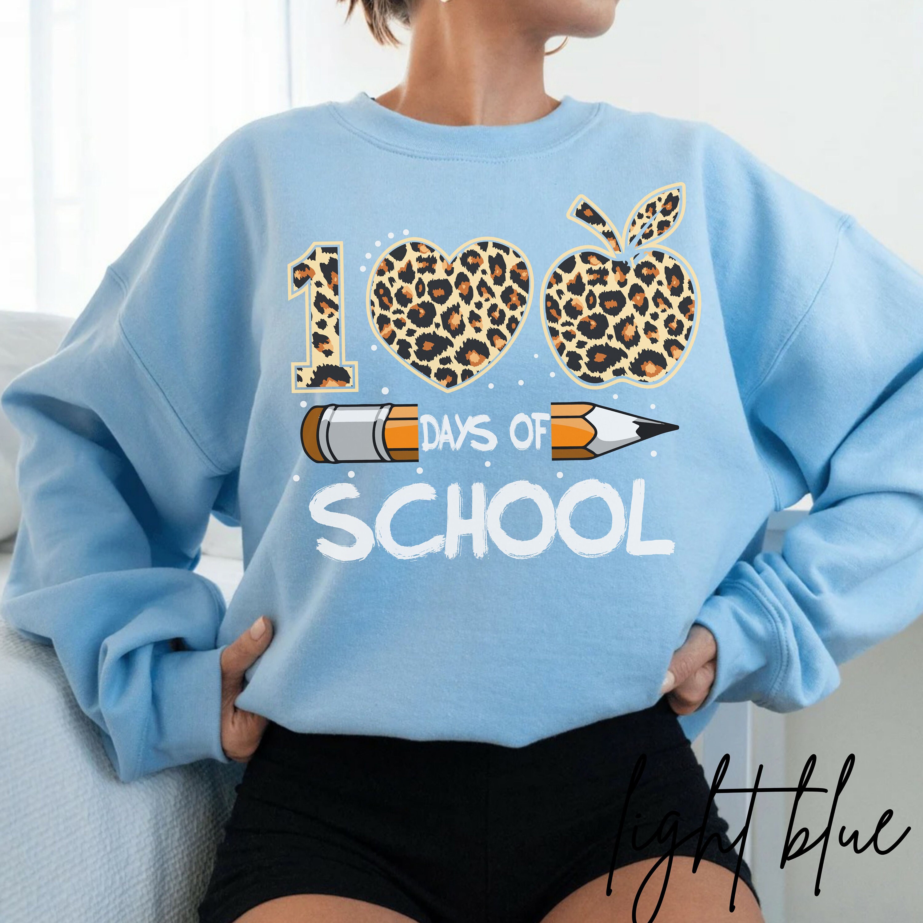 100 Days of School Teacher Sweatshirt Leopard Print Teacher - Etsy