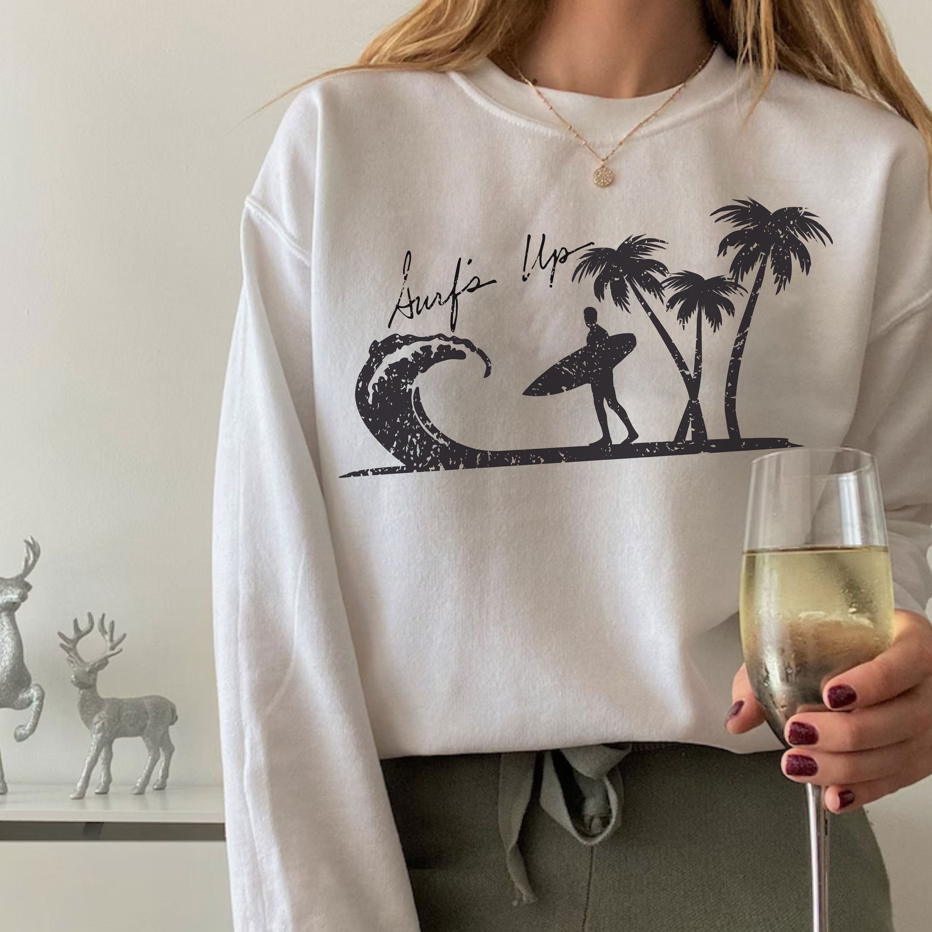 Surfs up Retro Sweatshirt Preppy Clothes Vintage Surfer - Etsy
