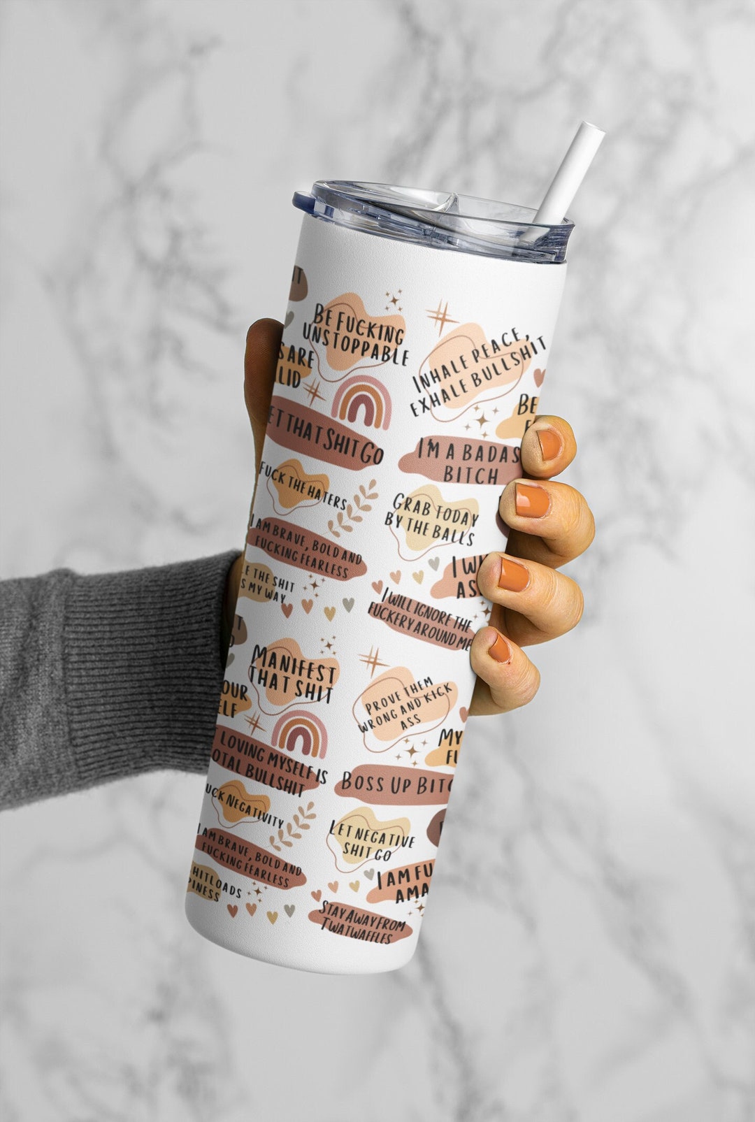 Swear Affirmations Tumbler Positivity Quotes Funny Tumber Skinny 20oz ...