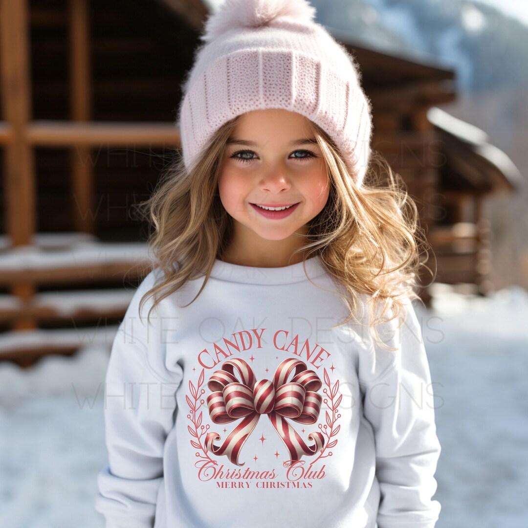 Candy Cane Social Club Youth Christmas Sweatshirt Coquette Christmas ...