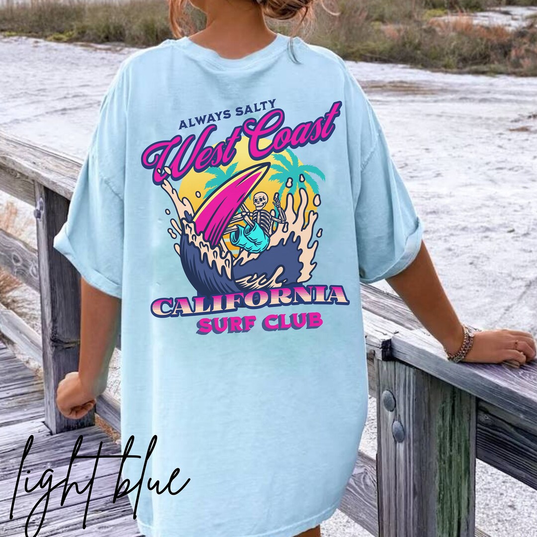 West Coast Surf Tshirt Preppy Clothes Coconut Girl Skeleton Surf Shirt ...