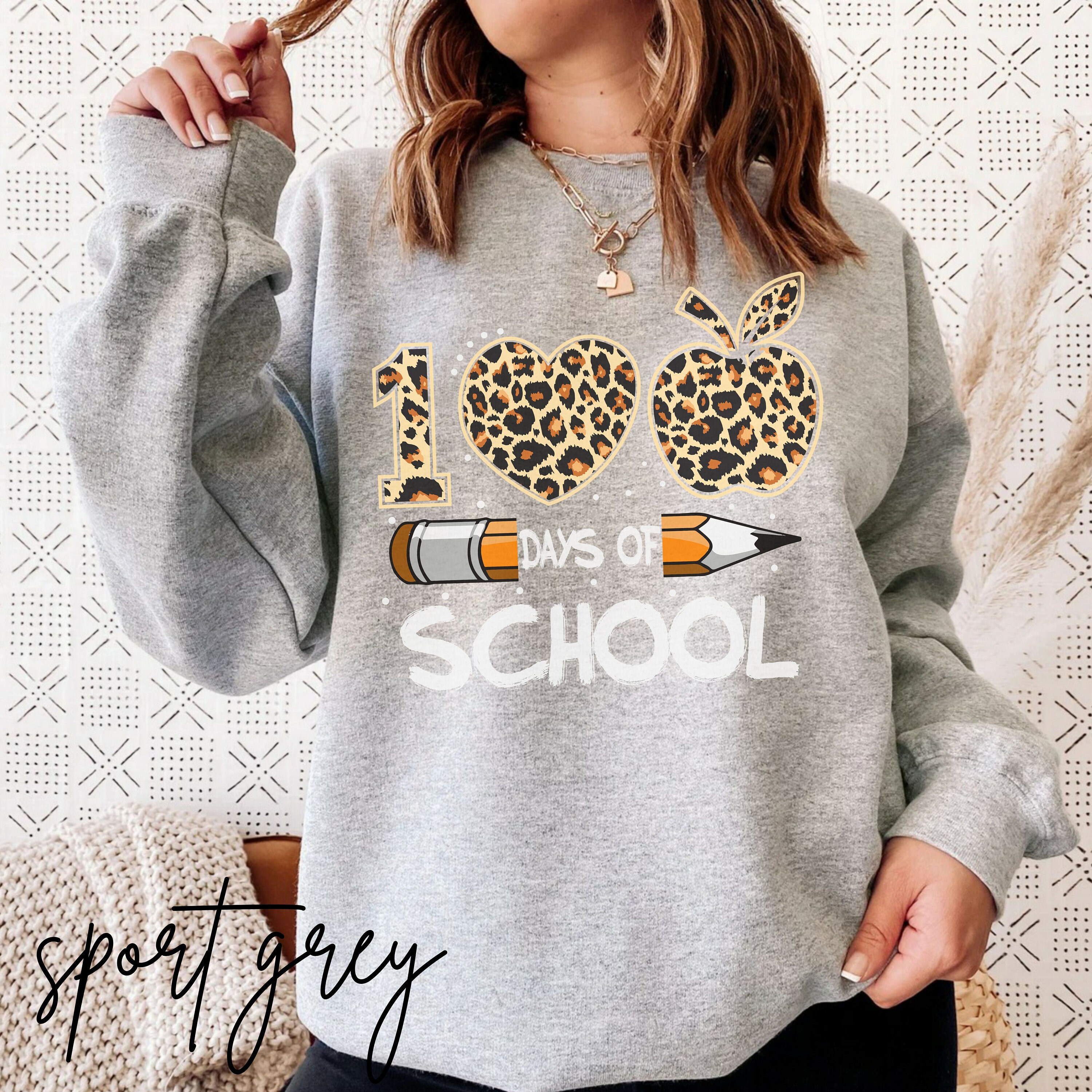 100 Days of School Teacher Sweatshirt Leopard Print Teacher - Etsy