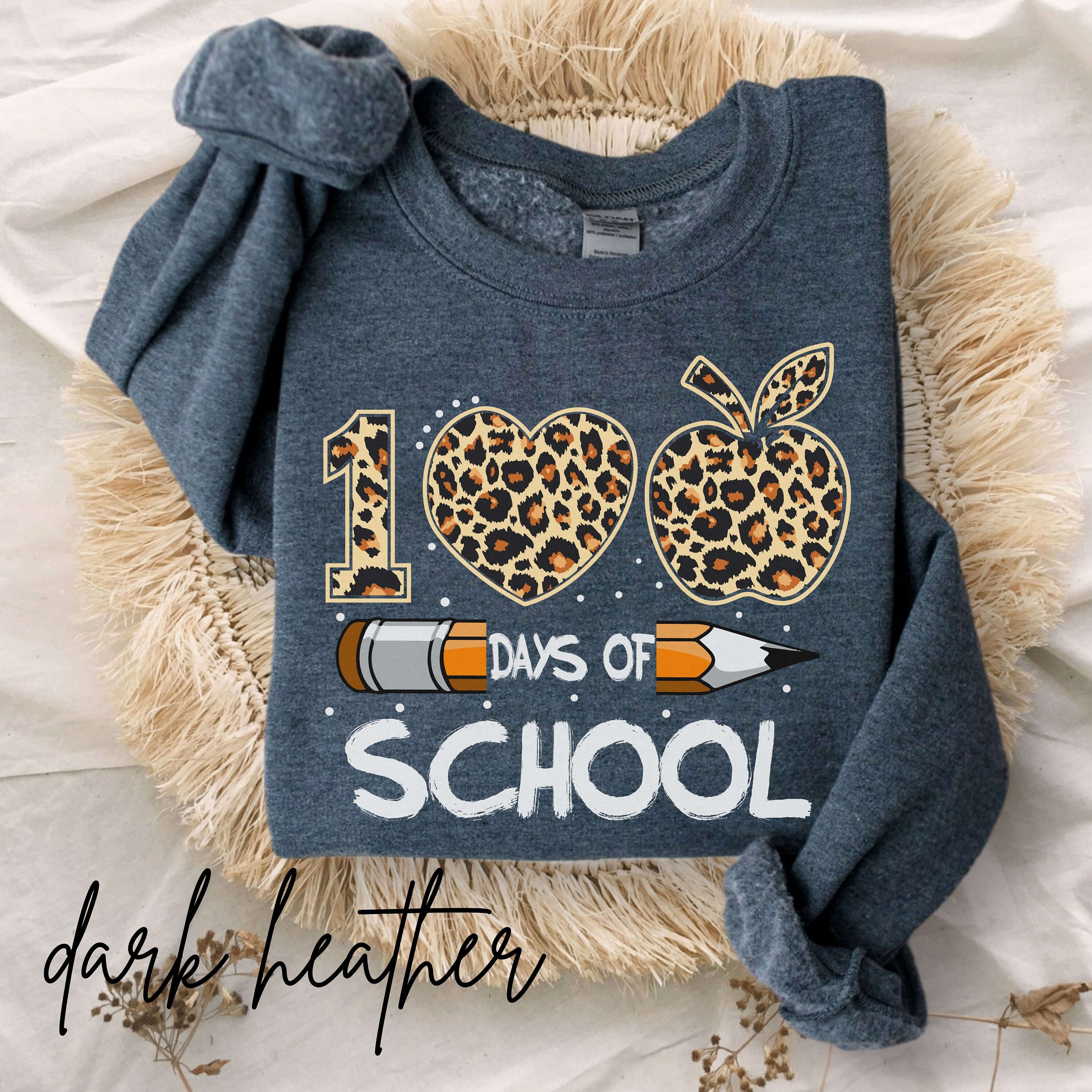 100 Days of School Teacher Sweatshirt Leopard Print Teacher - Etsy