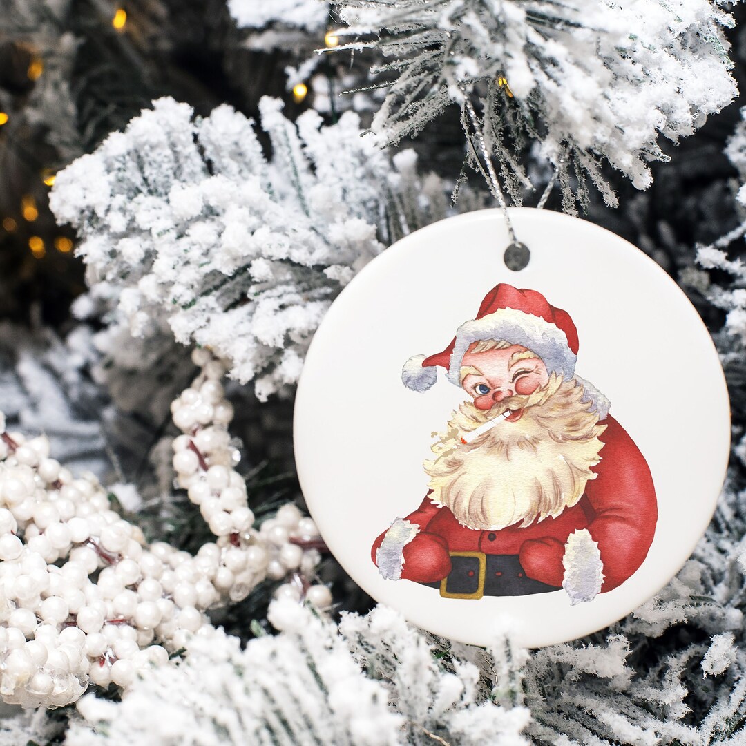 Weed Smoker, Cannabis Gifts, Pot Head Ornament, 420 Xmas, Smoking Santa ...