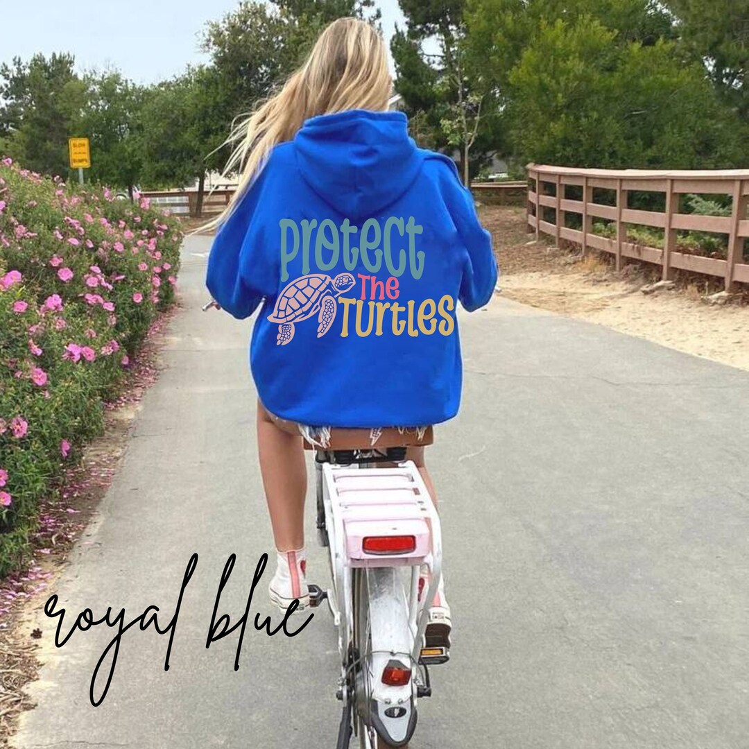 Protect the Turtles Sea Turtle Hoodie Print on Back VSCO Girl Sweater ...