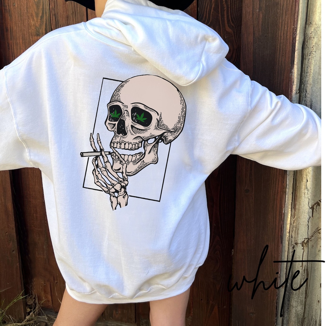 Weed Sweatshirt, Skull Smoking Shirt, Marijuana Sweater, Cannabis Clothes, Weed Hoodie, 420 ...