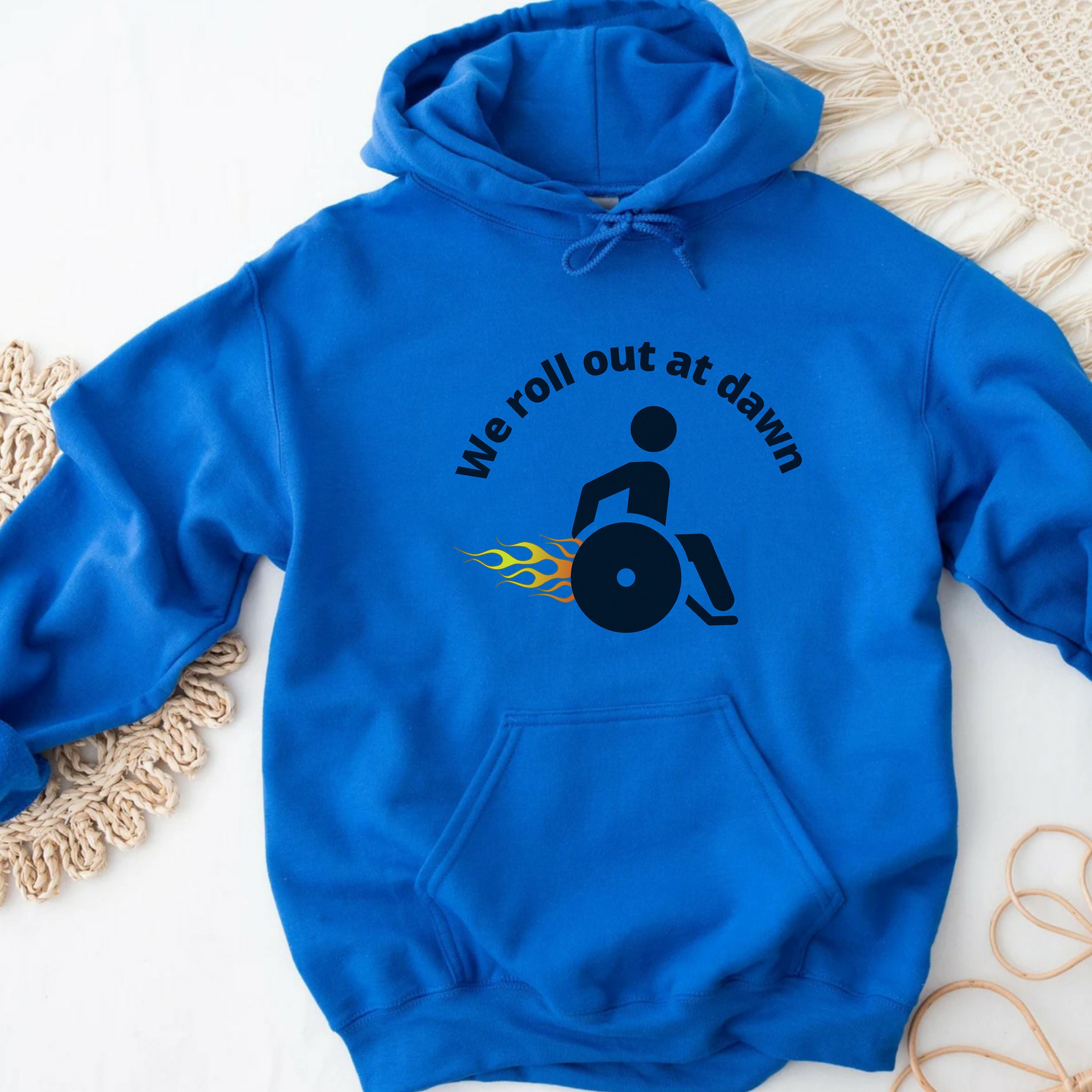 We Roll Out at Dawn Hot Rod Wheelchair Pullover Hoodieunisex Heavy ...