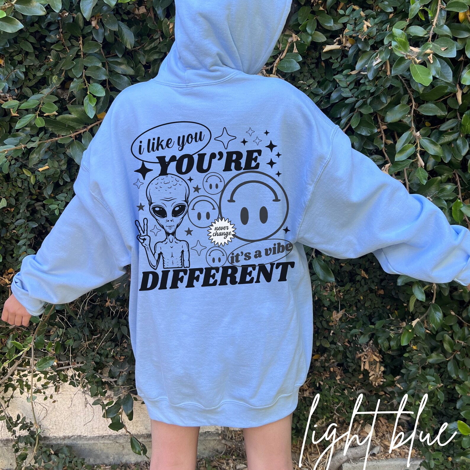 Aesthetic Hoodie Words on Back Be Different VSCO Girl Trendy Y2K ...