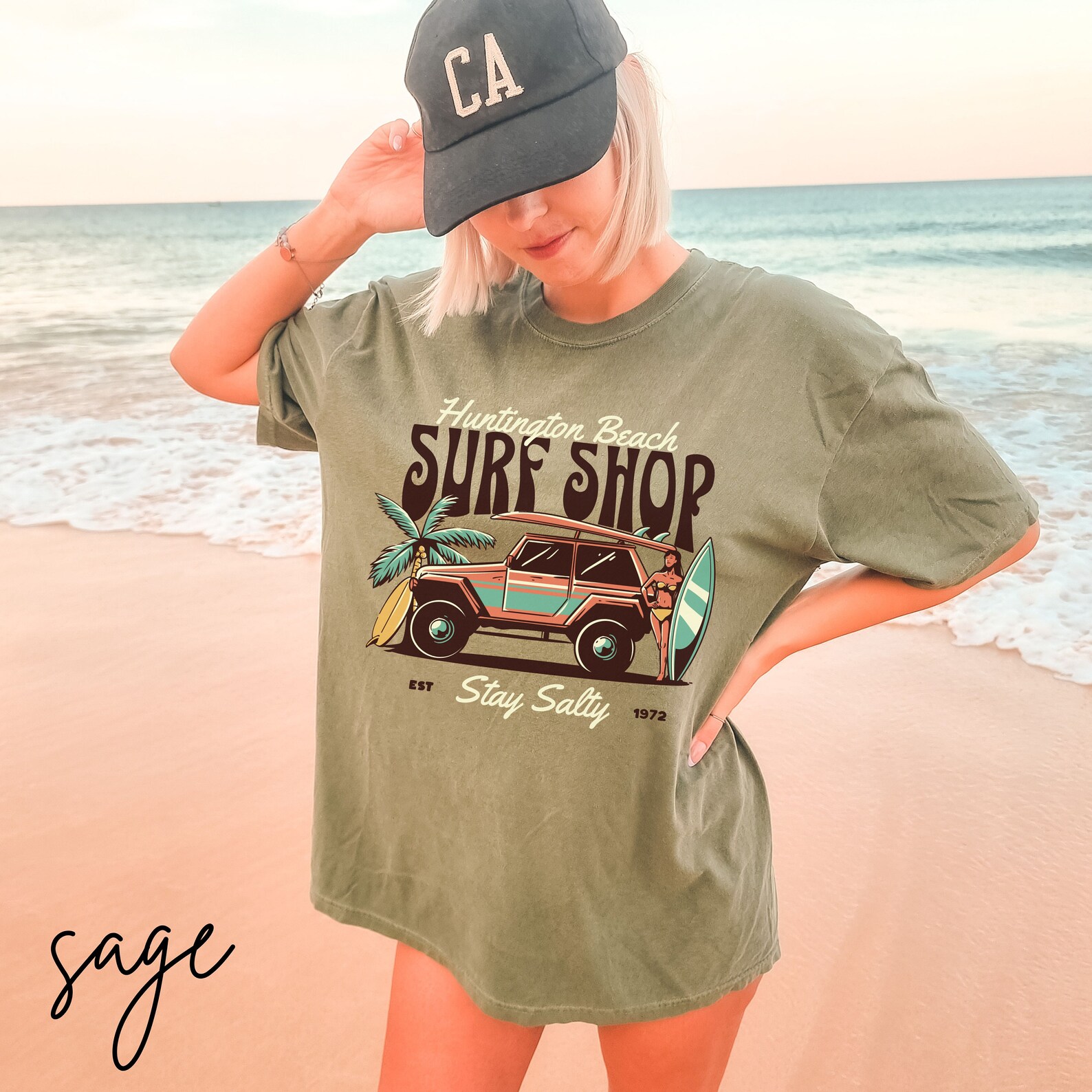 Huntington Beach Surf Shop Tee Comfort Colors Trendy TS Preppy Clothes ...