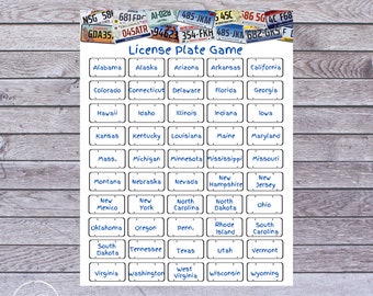 License Plate Car Game Printable 50 States License Plate Activity ...