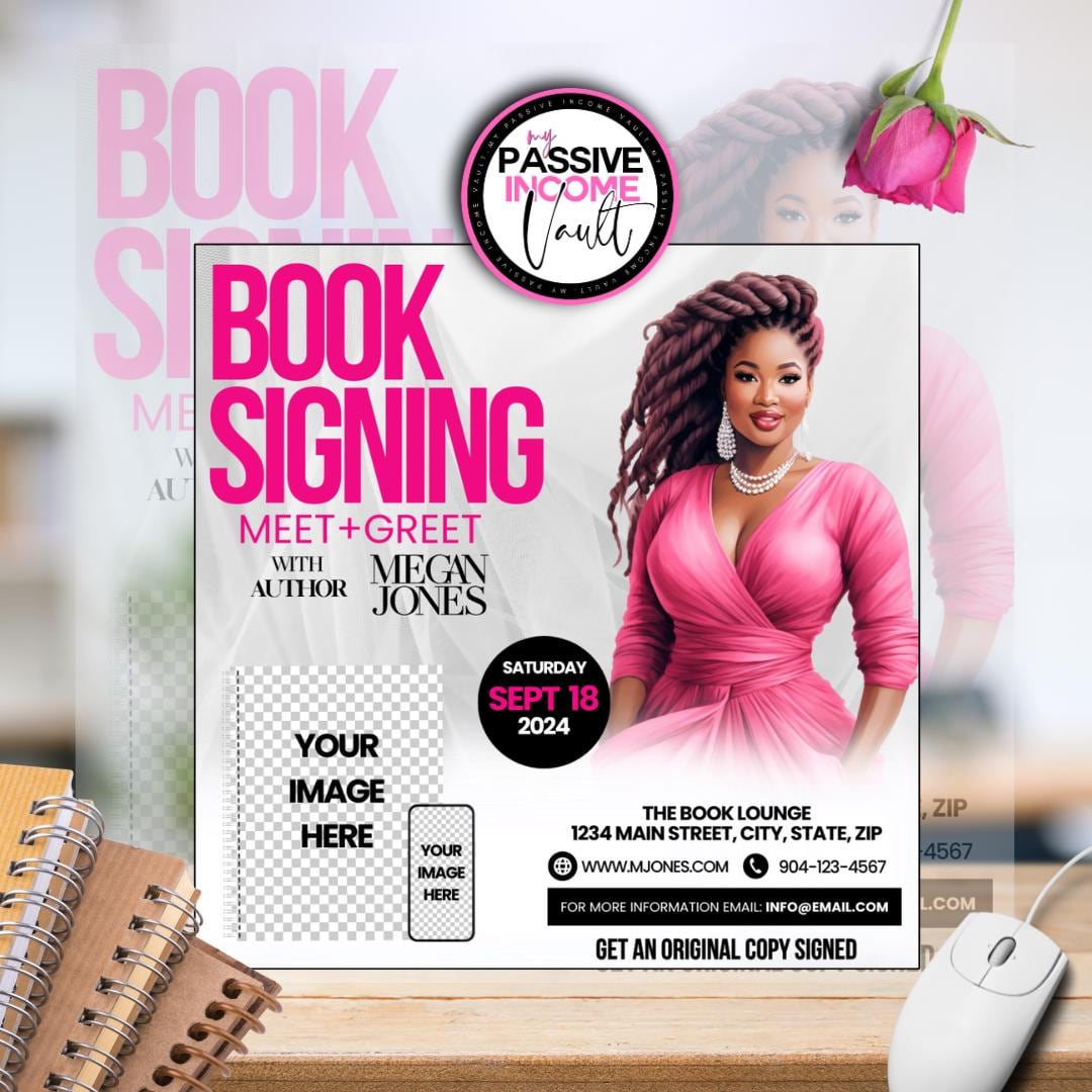 Book Signing Flyer Template for Authors - Canva Social Media Flyer ...