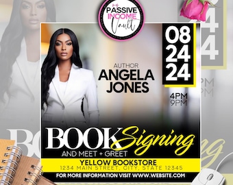Book Signing Flyer Template for Authors - Canva Social Media Flyer ...