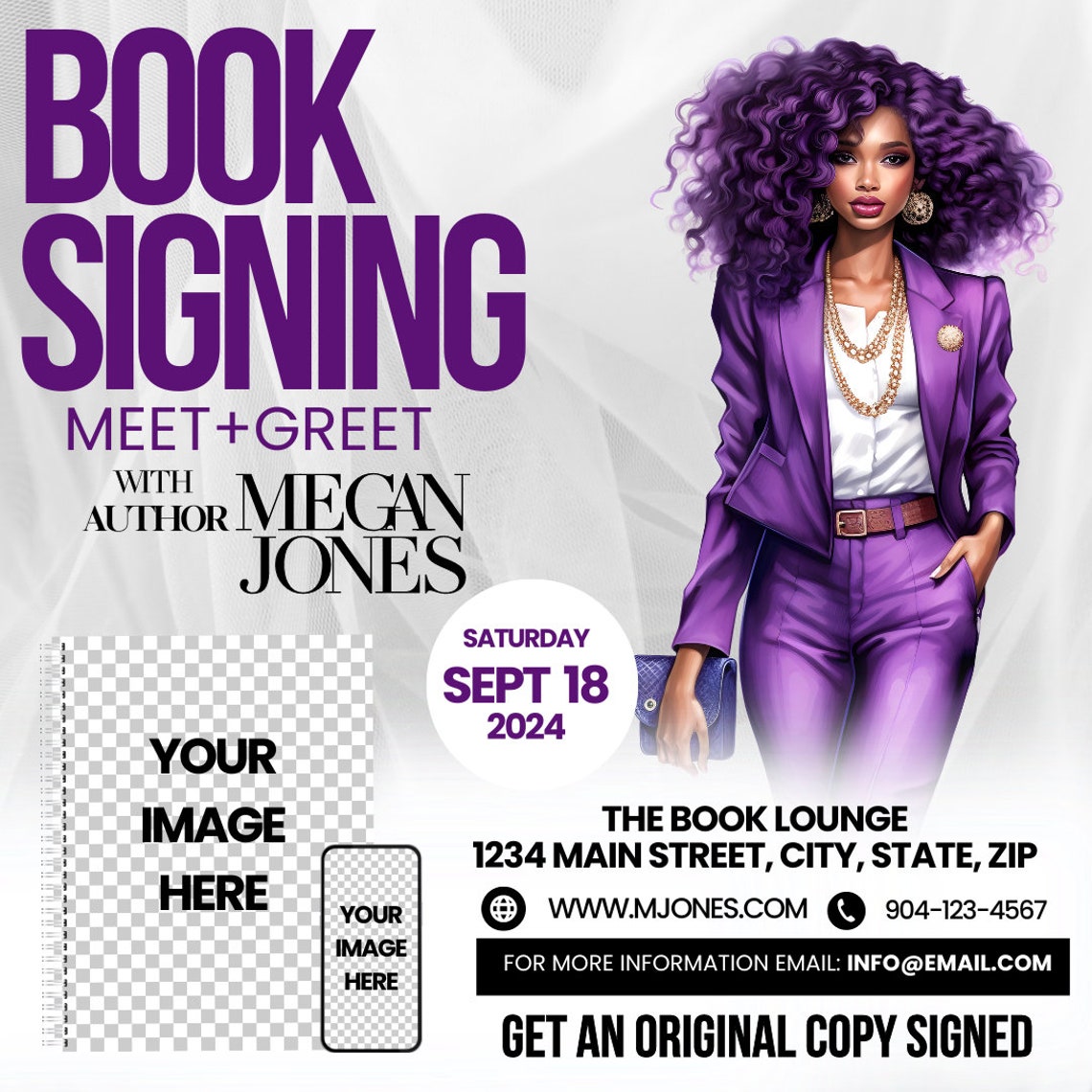 Book Signing Flyer Template for Authors Canva Social Media Flyer, Self Publishing Author, Event ...