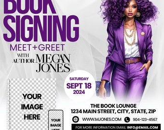 Book Signing Flyer Template for Authors Canva Social Media Flyer, Self ...