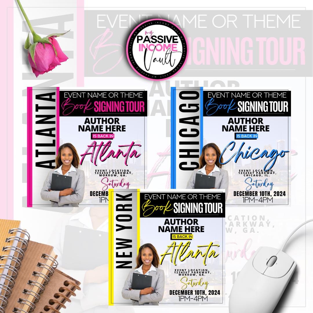 Book Signing Flyer, Flyer Bundle Canva Social Media Flyer, Self ...