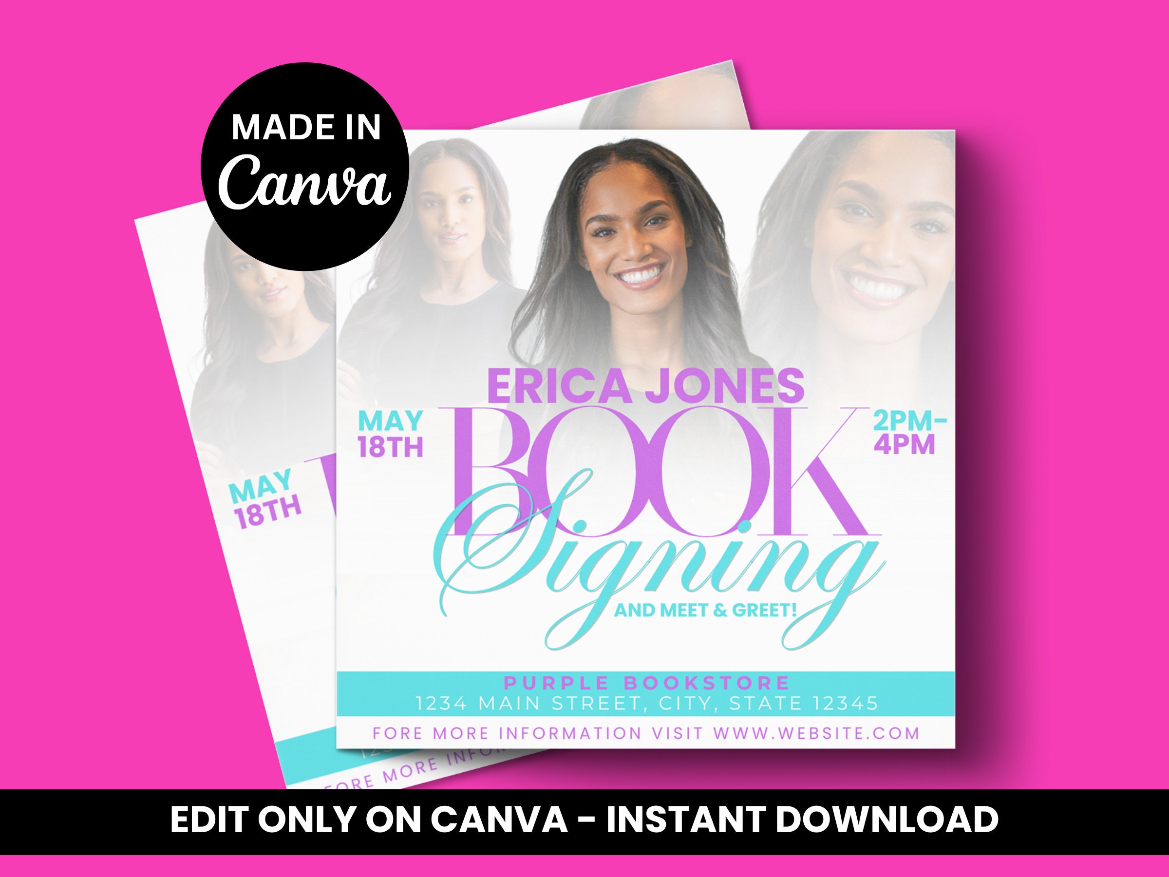 Book Signing Flyer Template - Social Media Flyer, Self Publishing ...