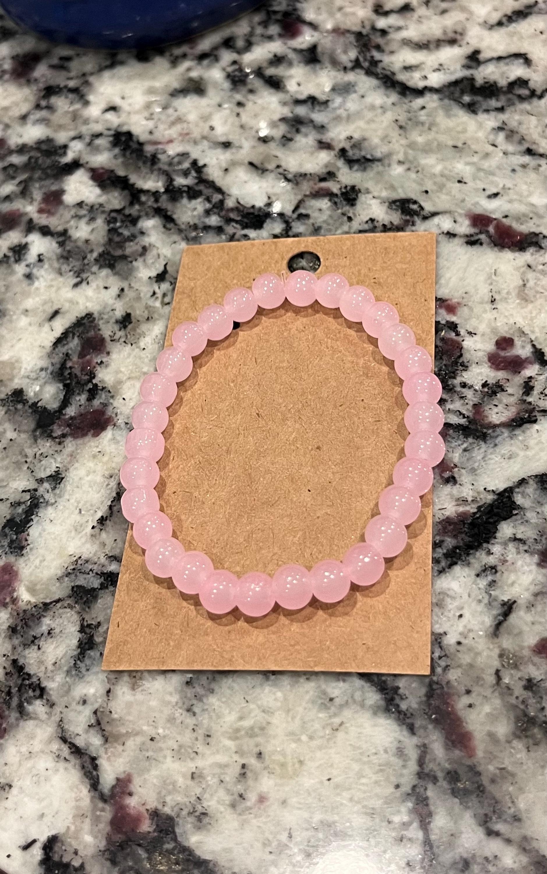 Pink Beaded Bracelet 6mm - Etsy