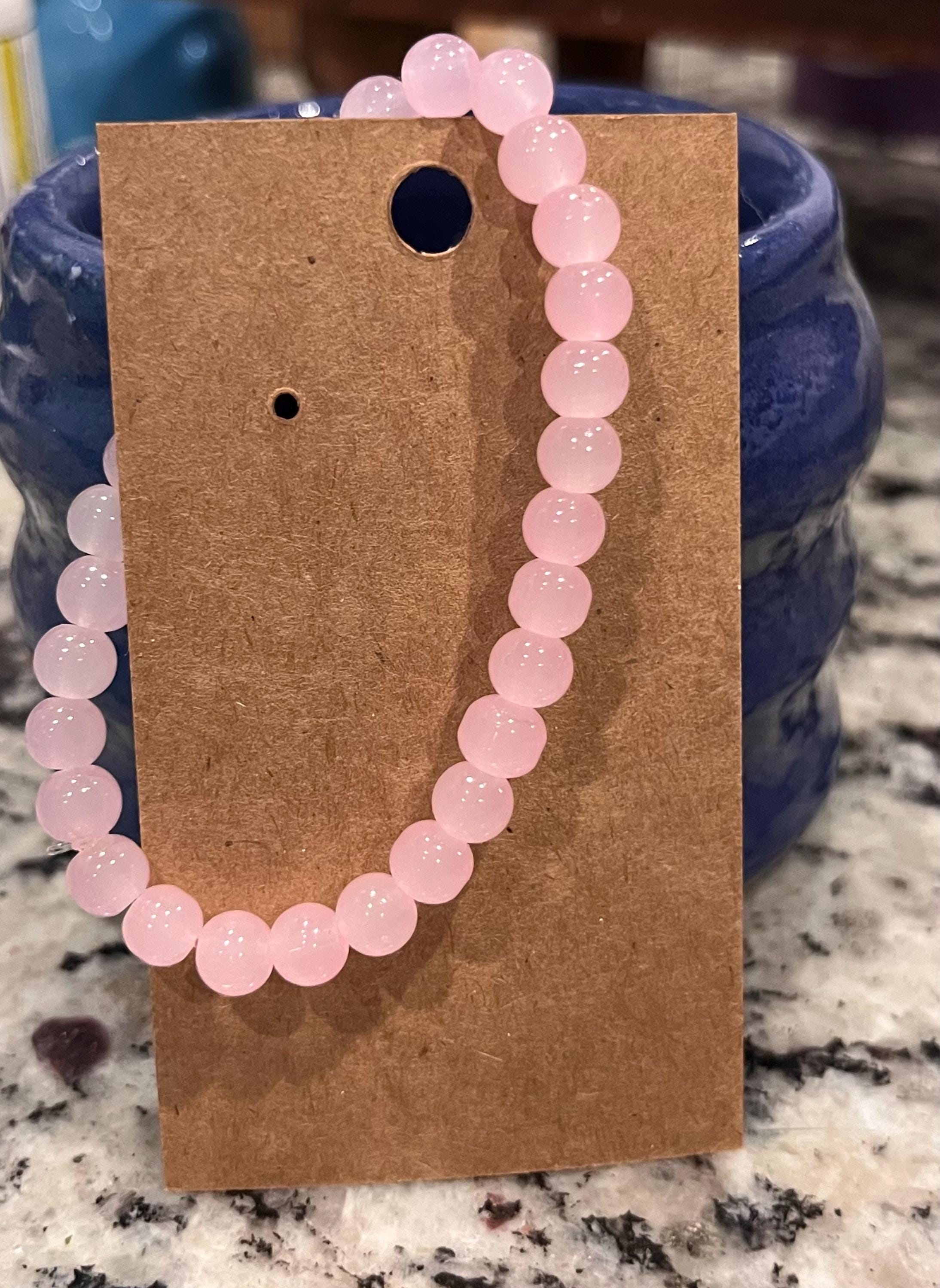 Pink Beaded Bracelet 6mm - Etsy