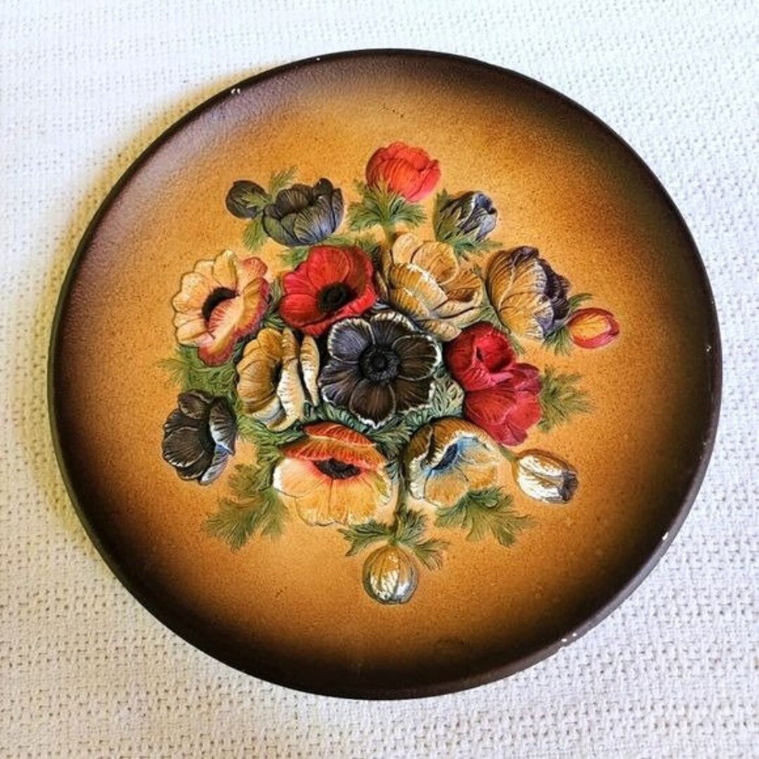 Bossons Vintage Handpainted Flower Hanging Wall Plate Ornament - Etsy