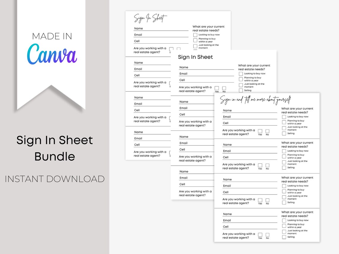 Real Estate Printables. Real Estate Sign in Sheet. Open House Sign in ...