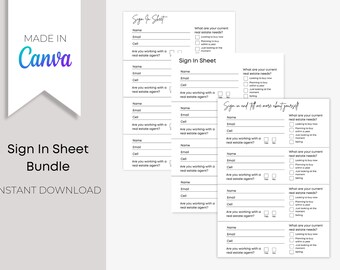Real Estate Sign in Sheet Realtor Templates Editable Sign in - Etsy