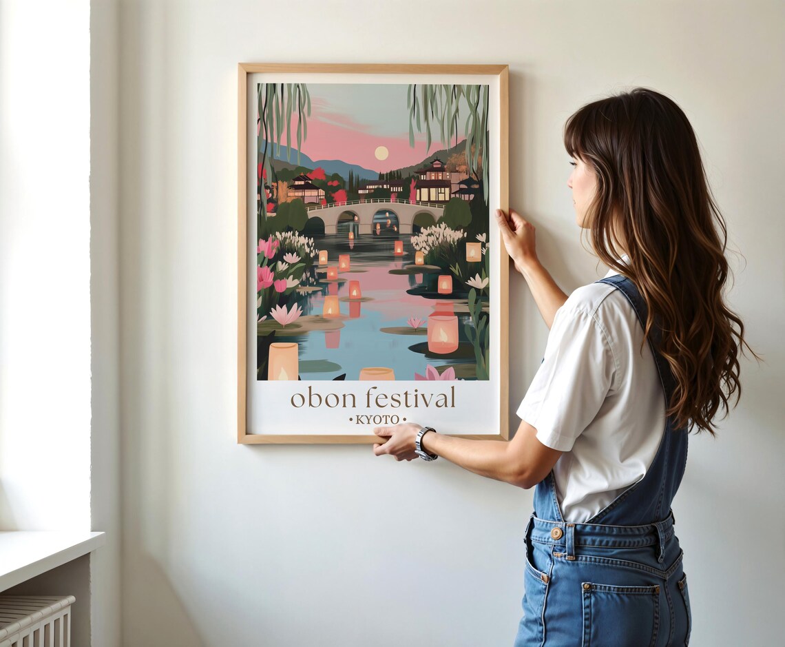 Obon Festival Japan Print, Cultural Lantern Poster, Illustrated Summer ...
