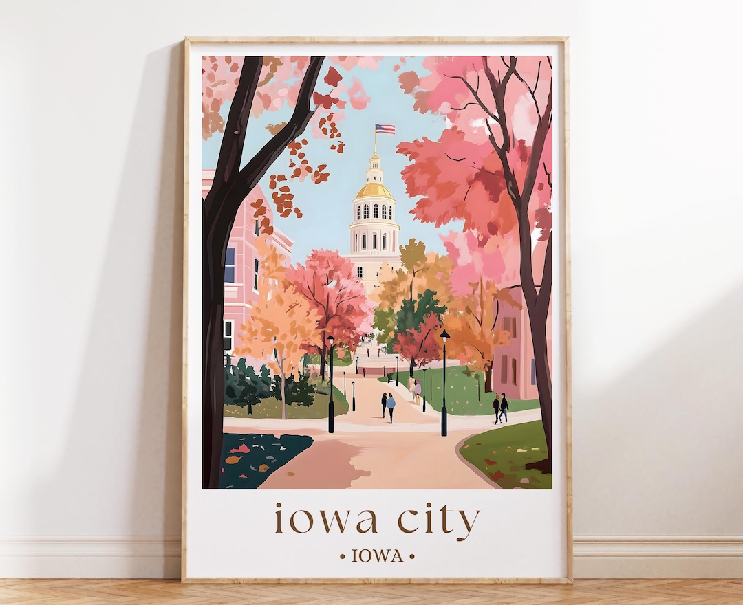 Iowa City Iowa Travel Poster, College Town Wall Art, Midwest City Print ...
