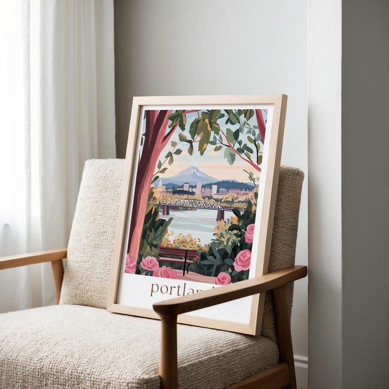 Portland Oregon Skyline Poster, Travel Wall Art, Portland Art Print ...