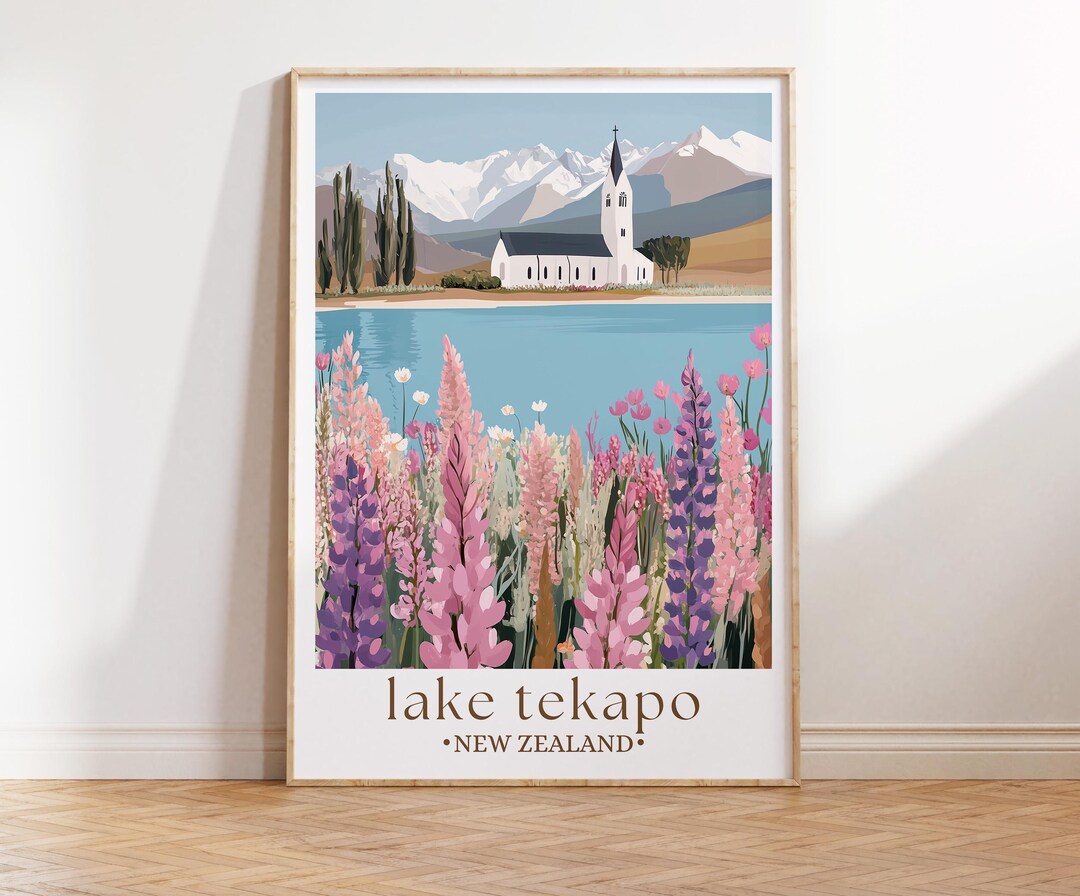 Lake Tekapo Art Print, New Zealand Print, Lake Tekapo Poster, Lake ...