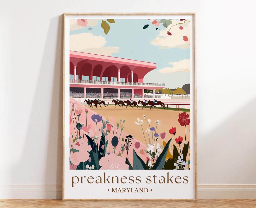 Preakness Stakes Poster, Pimlico Race Track Art Print, Illustrated ...