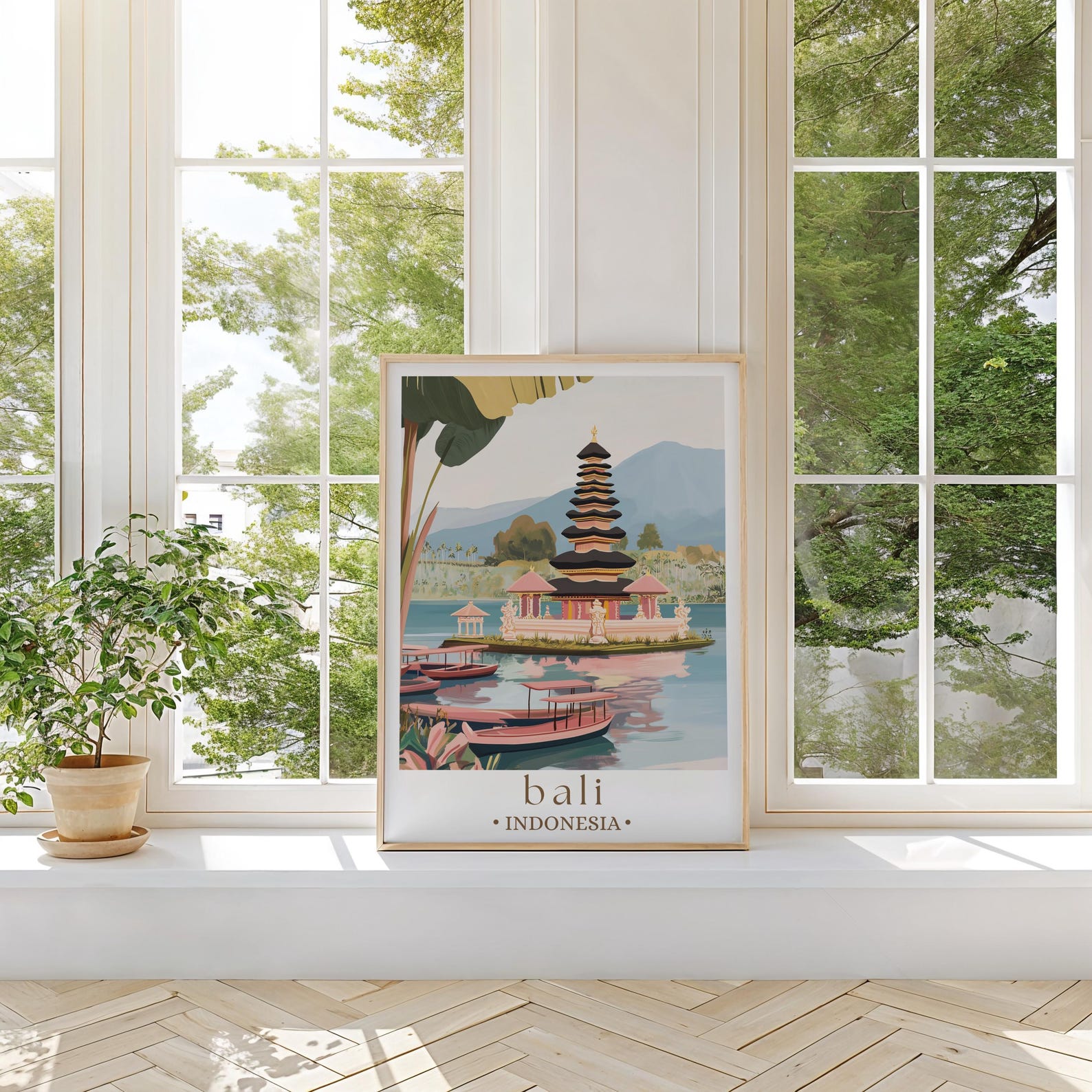 Bali Temple Travel Poster, Indonesian Sacred Landmark Print, Cultural ...