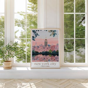 New York City Travel Poster, Retro Manhattan Wall Art, NYC Skyline ...