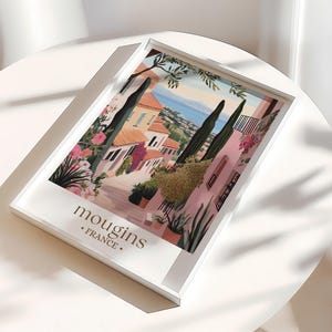 Mougins France Art Print, Hilltop Village Travel Poster, Illustrated ...
