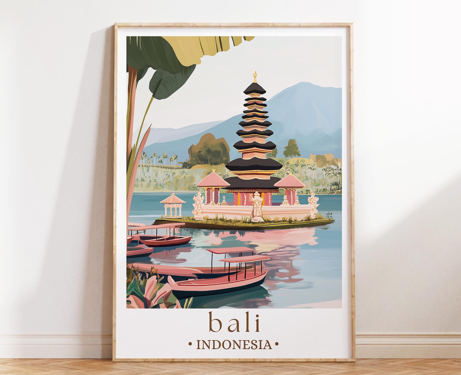 Bali Temple Travel Poster, Indonesian Sacred Landmark Print, Cultural ...