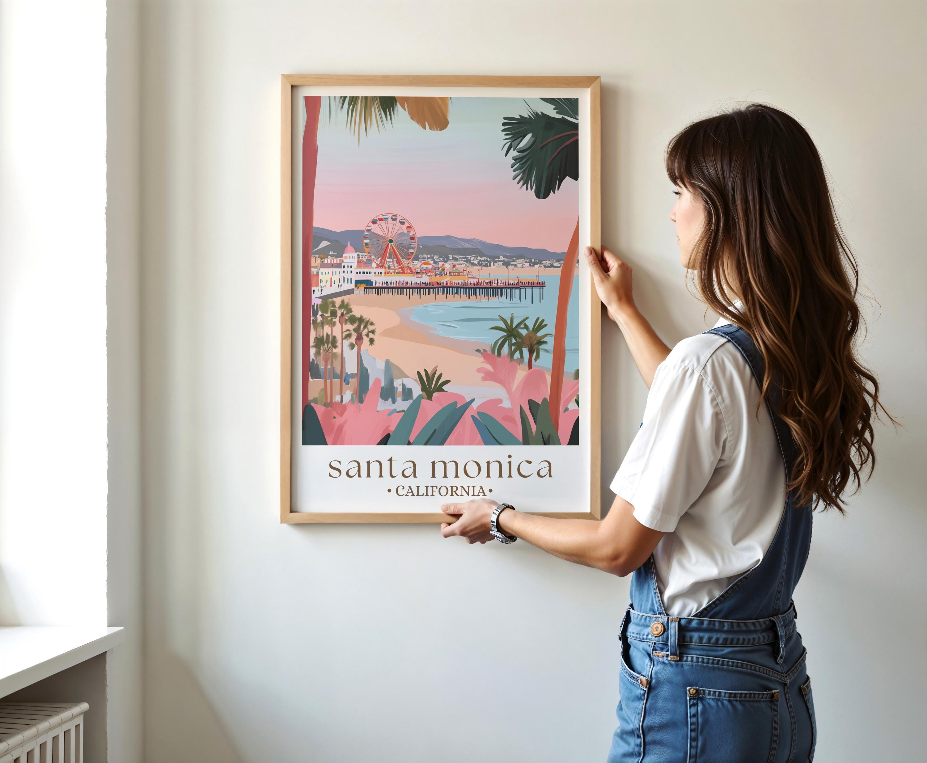 Santa Monica California Travel Print Wall Art Santa Monica Travel Santa Monica California Travel Print Wall Art Santa Monica Travel