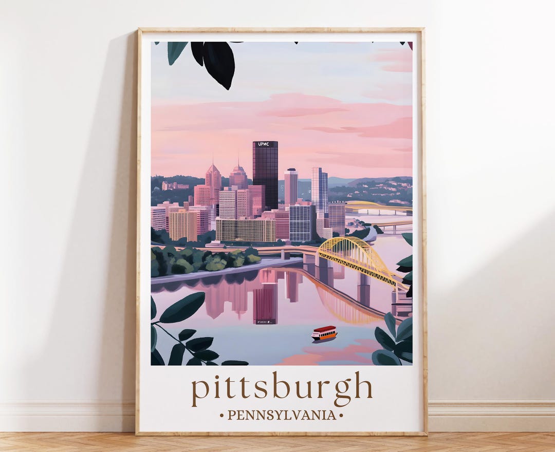 Pittsburgh Pennsylvania Skyline Art, Cityscape Travel Poster, Urban ...