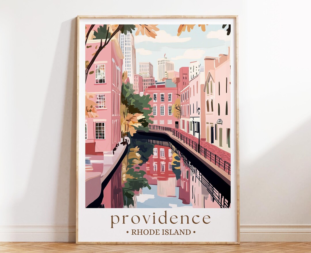 Providence Rhode Island Poster, Illustrated City Art Print, Cozy East ...