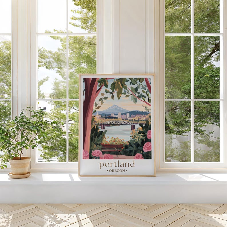 Portland Oregon Skyline Poster, Travel Wall Art, Portland Art Print ...