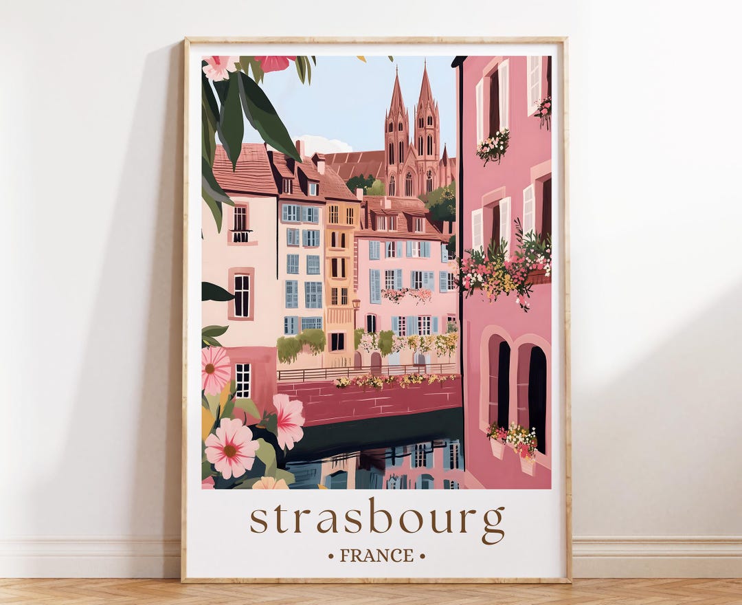 Strasbourg France Travel Poster, Alsace Town Wall Art, Half Timbered ...